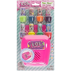 Townley Girl L.O.L Surprise Non-Toxic Peel-Off Water-Based Safe Quick Dry Nail Polish Gift Kit Set for Kids Set With Nail Dryer, AA Batteries Not Included, Ages 3+