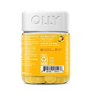 OLLY Probiotic Gummy, Immune and Digestive Support, 1 Billion CFUs, Chewable Probiotic Supplement, Mango, 25 Day Supply - 50 Count