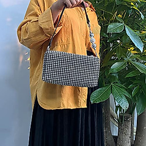 Rhinestone Purse for Women Evening Handbag Glitter Shoulder Bag Upgrade Box Style Sparkly Crystal Diamond Silver Clutch For Prom Wedding Gala Dinner Dance Dating