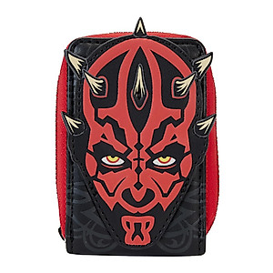 Loungefly Star Wars The Phantom Menace 25th Anniversary Darth Maul Accordion Zip Around Wallet, Black