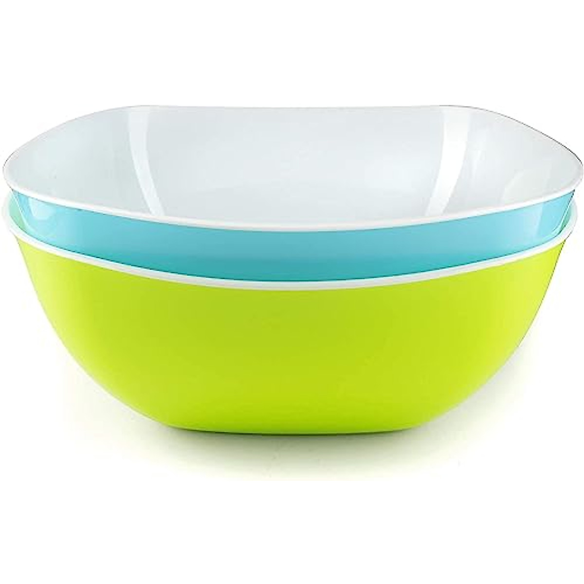 Maxi Nature Salad Bowl Set of 2 - Microwave, Dishwasher & Freezer Safe - Unbreakable & Lightweight Plastic Serving Bowls - Use for Ramen, Noodles, Soup, Pasta & More - Large Size