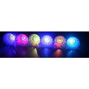 Inngree LED Badminton Birdies, LED Colourful Shuttlecock Dark Night Goose Feather Glow Birdies Lighting Outdoor Indoor Sport Activities (Colourful-6pcs)