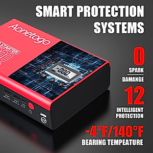 Jump Starter with Air Compressor, 2800A Peak 20000mAh Portable Battery Booster (Up to 8.5L Gas,7L Diesel Engines) with 100PSI Digital Tire Inflator,12V Car Lithium Battery Jump Box Pack Power Charger