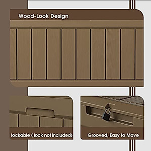 Greesum 82 Gallon Resin Deck Box Large Outdoor Storage for Patio Furniture, Garden Tools, Pool Supplies, Weatherproof and UV Resistant, Lockable, Brown