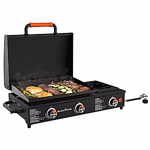 Blackstone 1860 On The Go Range top Combo with Hood & Handles Heavy Duty Flat Top BBQ Griddle Grill Station for Kitchen, Camping, Outdoor, Tailgating 22 inch Black