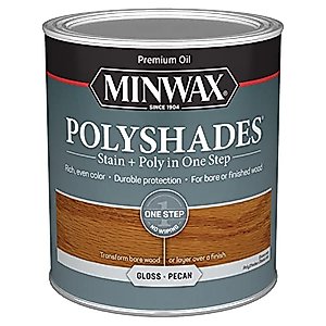 Minwax PolyShades Wood Stain + Polyurethane Finish – Quart, Pecan, Gloss