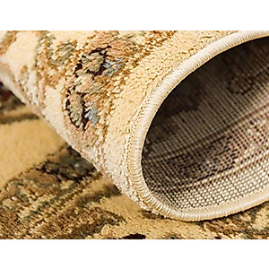 Unique Loom Voyage Collection Traditional Oriental Classic Intricate Design Area Rug, Round 6' 1" x 6' 1", Ivory/Tan