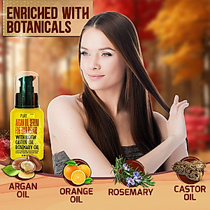 Moroccan Argan Oil Hair Serum - Rescue Frizzy and Damaged Locks - With Heat Protectant and Straightening Properties - Hydrating Anti Frizz Products For Curly and Straight Hair with Split Ends