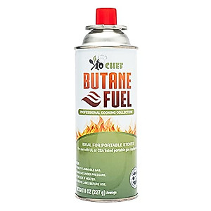Jo Chef Butane Fuel Canister, 8. 8 oz Butane Cylinder, Pure Refined Butane Gas for Camping Stove Or Use Directly with Brûlée Kitchen Blow Torch Head (1 Can)