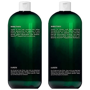 BOTANIC HEARTH Peppermint Oil Shampoo and Conditioner Set - Hair Blooming Formula with Keratin for Thinning Hair - Fights Hair Loss, Promotes Hair Growth-Sulfate Free for Men and Women - 16 fl oz x 2