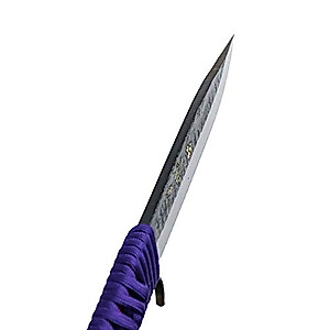 Kisaragi" Japanese Outdoor Knife 4.7" Aogami Steel Rope Hhandle, with Genuine Leather Case (4.7inch (120mm))