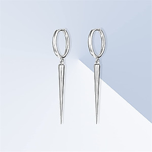 WUWEIJIAJIA Spike Dangle Drop Hoop Earrings for Women Men Sterling