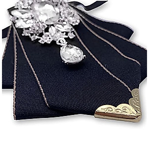 MOHSILY Vintage Crystal Bow Tie Adjustable Black Bow Tie for Men Wedding Party Bowtie