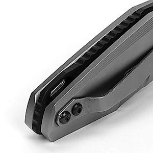 Zero Tolerance Sinkevich KVT Pocketknife; 3.4 Inch CPM 20CV Stainless Steel Blade, Bead Blasted and Machine Satin Finish, KVT Ball-Bearing System, Bead-Blasted Titanium Handle, Made in USA (0470)