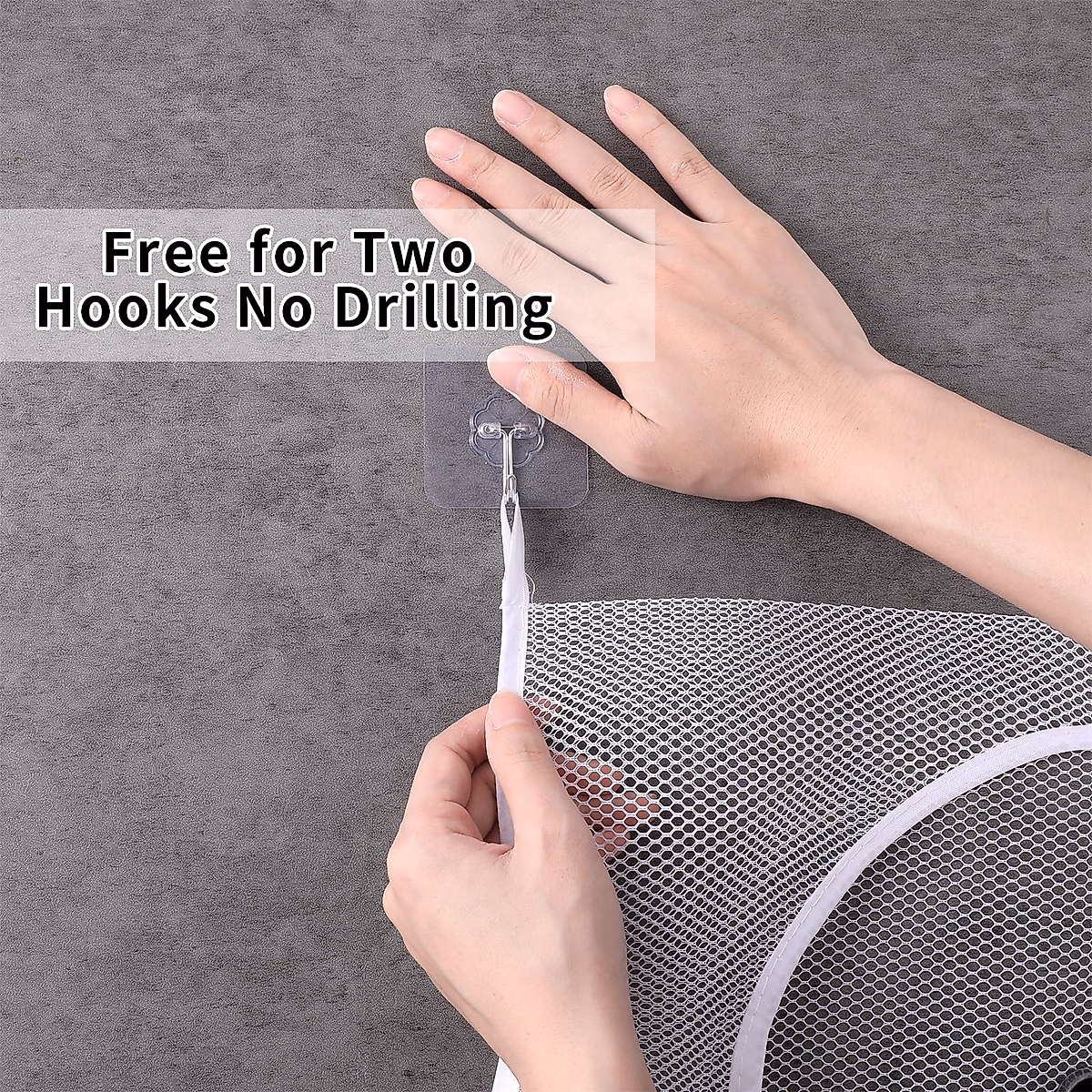 Hanging Mesh Hamper, 29.3 * 19 Inches Portable Foldable Hanging Laundry Hamper with 2 Hooks Large Mesh Laundry Basket over Door for Storage Dirty Clothes on Closet, Bathroom, Bedroom