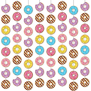 12 Packs Donut Birthday Party Banners Donut Garland Kit Donuts Hanging Swirl Donut Grow Up Party Supplies Decorations Donut Paper Cutouts for Baby Shower Party Home Classroom Favor Supplies Decor