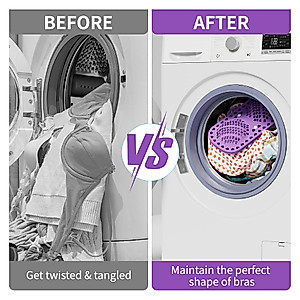 Bra Washing Bags for Laundry, Silicone Lingerie Bags for Washing Delicates Laundry Bag, Underwear Washing Bag Dryer Bra Protector With Zipper for Women Laundry Storage, Purple (32A to 38D Cups)