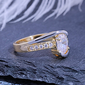 XINQI Plated Silver Oval Cut 4ct Cubic Zirconia CZ Solitaire Engagement Ring (6)