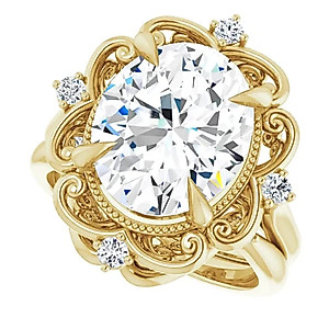 Solitaire Moissanite Engagement Ring Set, 4.25 CT Oval Cut Moissanite Diamond Bridal Wedding Ring Set for Women, Birthday Gifts for Love, VVS1 Colorless, 10K 14K 18K Solid Gold, 925 Silver