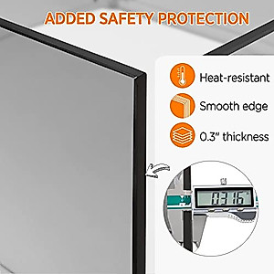 Topeakmart Tempered Glass Wind Guard for Rectangle Fire Pit Table, 23.5 x 7.5 x 6.5 in Wind Guard Fence Fire Table Accessory Shield with Aluminum Alloy Brackets, Thick and Steady, Black/Clear