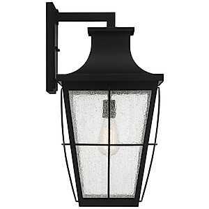 Phia Modern Industrial Outdoor Wall Light Fixture Rich Black Metal 23 1/4" Clear Seeded Glass for Exterior House Porch Patio Outside Deck Garage Yard Front Door Garden Home - John Timberland