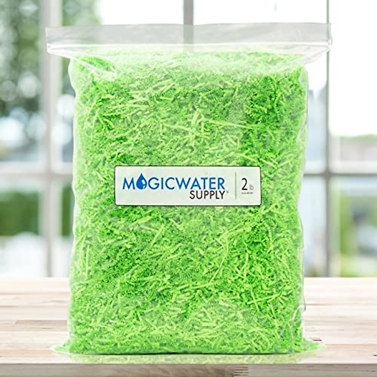 MagicWater Supply Crinkle Cut Paper Shred Filler (2 LB) for Gift Wrapping & Basket Filling - Lime Green