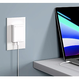 Eggtronic PAWH65 Sirius Compact Portable AC 65 Watt Universal Smart Electronic Device USB Adapter Wall Charger, White