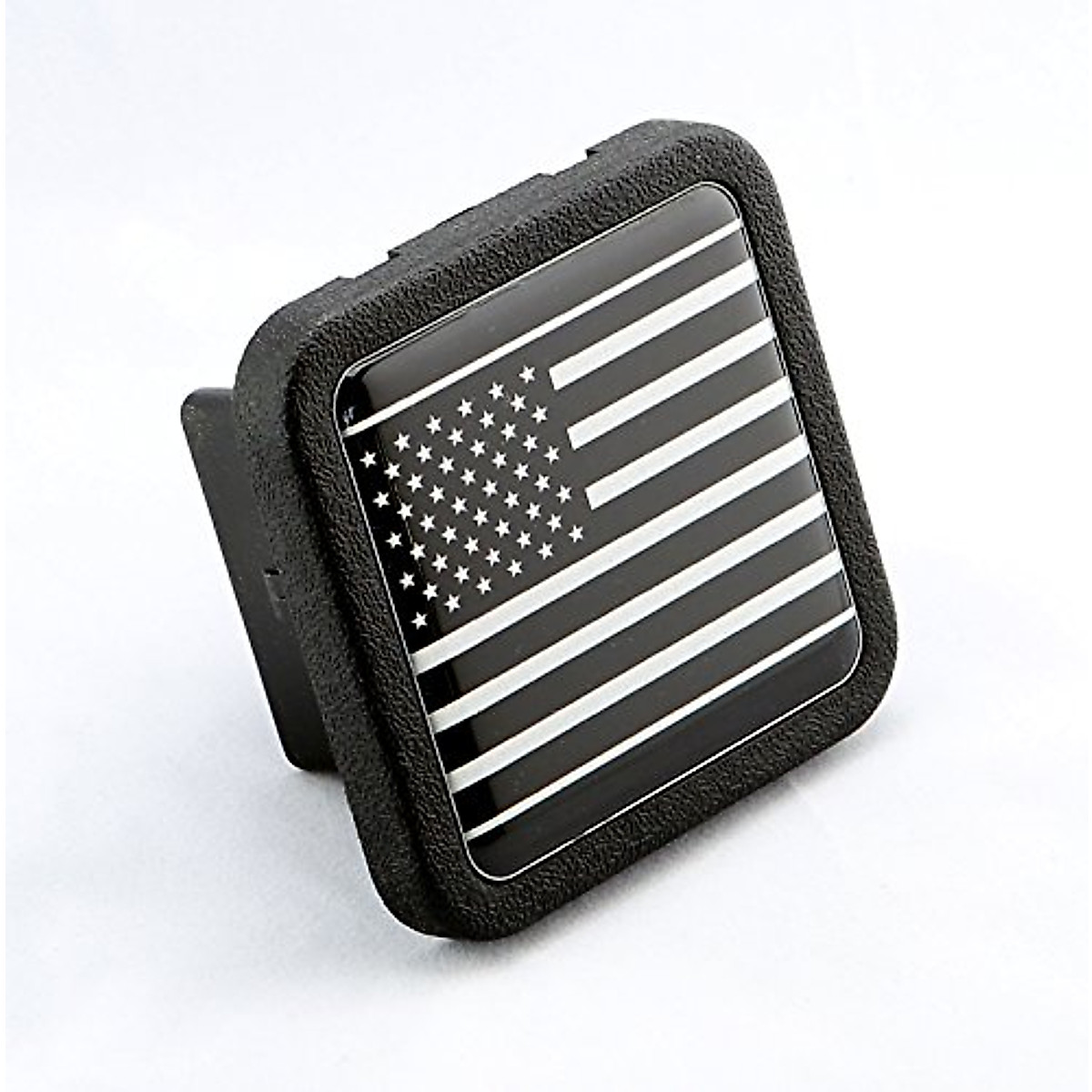 US USA American Metal Flag Trailer Hitch Cover Tube Plug Insert (Fits 2" Receivers, Black & White Flag)