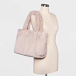 A New Day Party Tote Handbag with Pink Rose Faux Fur