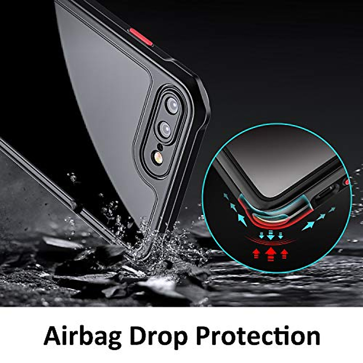 TENOC Phone Case Compatible for iPhone 7 Plus & iPhone 8 Plus Case, Clear Back Cover Bumper Cases for 7 Plus/ 8 Plus 5.5-Inch, Black