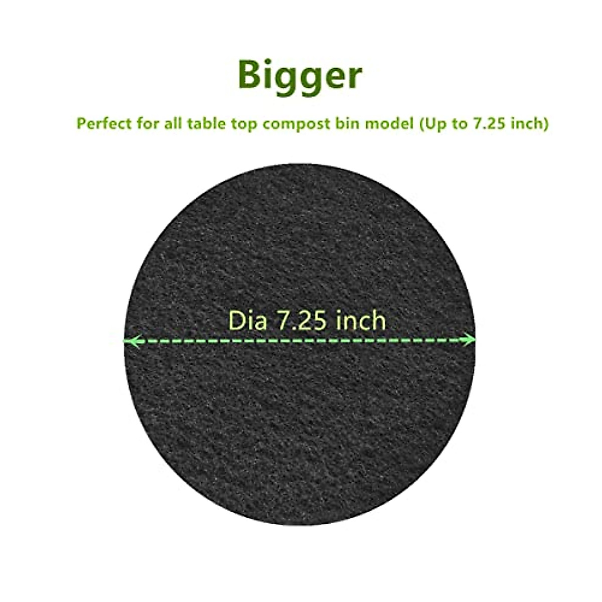 12 Pack Kitchen Compost Bin Charcoal Filter 7.25 Inch Diameter Extra Thicker & Bigger-Over 3 Years Supply- Longer Lasting Activated Charcoal Odor Trapping Filters (0.4inch/10mm Thickness), Round
