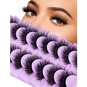 wiwoseo Fluffy Mink Lashes Extension Strip Eyelashes Fairy Thick Volume Eyelashes Cat Eyes Lashes 16MM Natural Wispy Fluffy Faux Mink Lashes 10 Pairs False Eyelashes