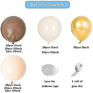 149PCS Brown Balloon Arch Kit-Brown White Gold Balloon for Baby Shower Birthday Party Weeding Decoration