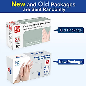 squish Disposable Gloves,Clear Vinyl Gloves Latex Free Powder-Free Glove Cleaning Health Gloves for Kitchen Cooking Cleaning Food Handling, 100PCS/Box, X-Large