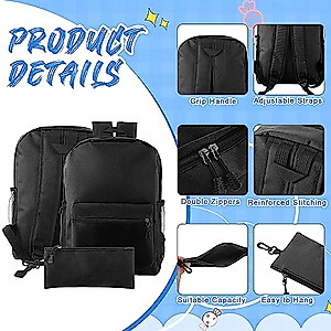 Silkfly 12 Pcs School Backpacks for Kids with 12 Zipper Pencil Pouch Lightweight Bookbags Bulk Classic Pencil Case for Student School Supplies (Black)