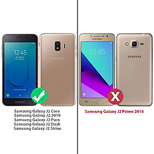 TJS Phone Case Compatible with Samsung Galaxy J2 Core/J2 2019/J2 Pure/J2 Dash/J2 Shine, Impact Resistant Metal Ring Magnetic Support Heavy Duty (Black)