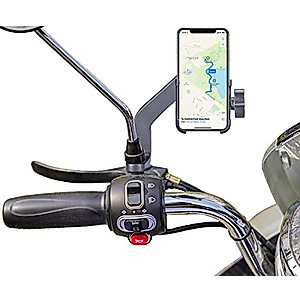Homeet Motorcycle Phone Mount, Metal Motorcycle Phone Holder Motorbike Rearview Mirror Smartphone Holder Mount Universal 【Φ10mm】- 360° Rotation Adjustable - Aluminum Alloy