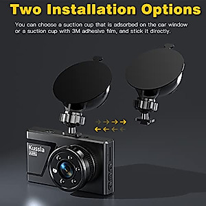 4K Dash Cam Front with SD Card, Kussla WiFi Dash Camera for Cras, 2160P Dashcam for Cars with App Control, Super Night Vision Car Camera, WDR, G-Sensor, Loop Recording, Parking Monitor