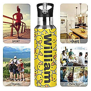 Rubber Duck Custom Insulated Water Bottle with Straw Lid Stainless Steel Personalized Vacuum Bottles with Handle for Hiking Camping 20 oz BAP-Free