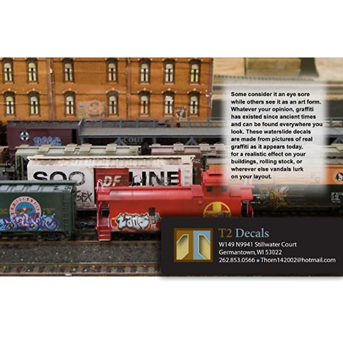 N Scale 1:160 Graffiti Waterslide Decals 2-Pack Set #8 - Weather Your Rolling Stock & Structures!