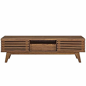 Modway Render Mid-Century Modern Low Profile 59 Inch TV Stand in Walnut