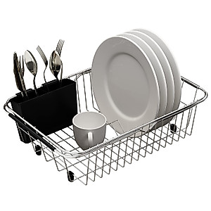 TESOT Adjustable Over Sink Dish Rack Stainless Steel Dish Drying Rack On Counter or in Sink, Rustproof