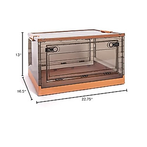 Best Home Fashion 2 packs LARGE Storage Bins Side Opening, Stackable Lid Collapsible, Foldable, Easy Tidy Up with Storage Box, Ideal for Home & Office Organization Storage Cube (Large, Orange)