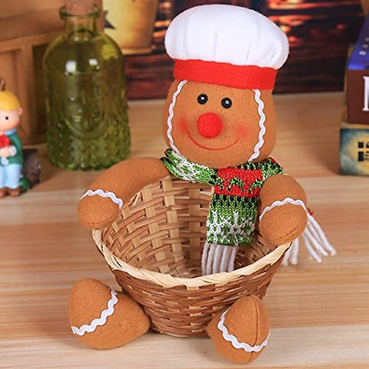 LAUPVXA Christmas Candy Dish, Christmas Basket, Christmas Candy Storage Basket, Santa Claus/Reindeer/Snowman/Gingerbread Man/Penguin for Christmas Decorations, Desktop Candy Dish-5 pcs