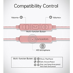 Wired in-Ear Headphone Noise Cancelling Earbuds Stereo Heave Bass Earphones with Micphone Mic Earphones, Crystal Clear Sound Earbuds, Phone Control Compatible with Android, MP3, MP4(Rose Gold)