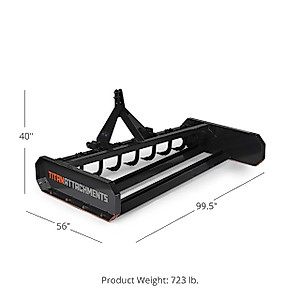 Titan Attachments 8 FT Land Leveler and Grader with Shanks for 3 Point Tractor Fits Cat 1 and Cat 2