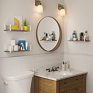 Wallniture Toledo 17"x6" Floating Shelves for Wall Storage, Wall Shelf for Living Room, Bathroom Organization, Bedroom, Office & Kitchen Shelves Burnt Finish Set of 3