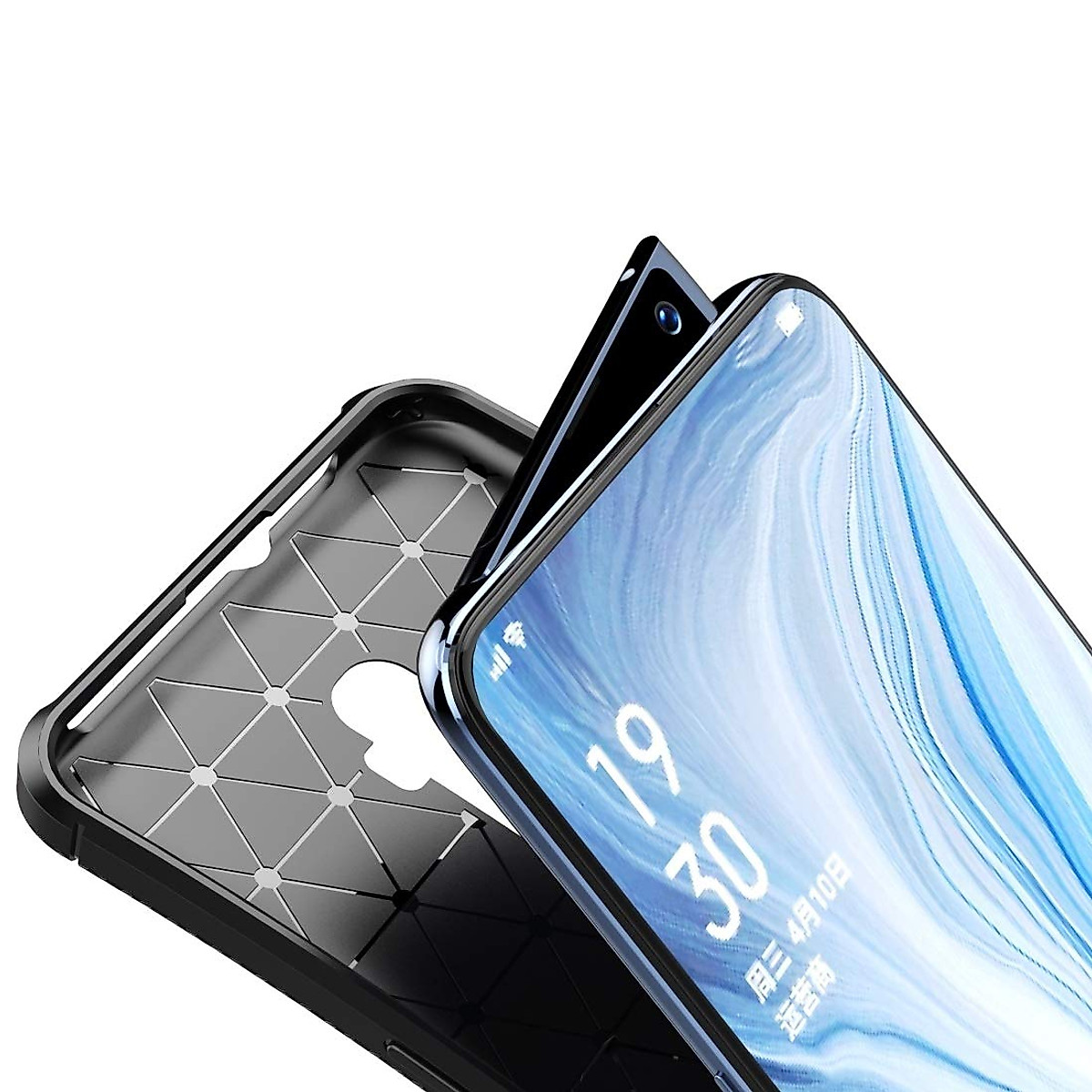 Oppo case for Oppo Reno2 Carbon Fiber Texture Shockproof TPU Case(Black) (Color : Brown)