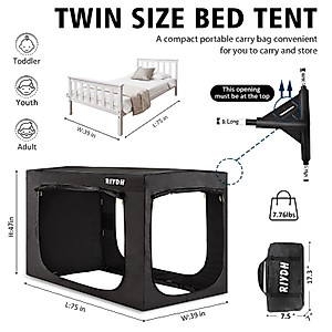 RIYDH Bed Tent Twin Bed Canopy Tents for Adult - Portable Dream Tent Indoor Sleeping Tents 93% Blackout with 3 Doors Breathable Private Space Tents