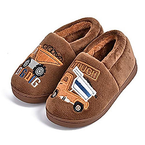 SITAILE Boys Girls Toddler House Slippers,Kids Fur Lined Warm Slip On Home Slippers Cute Winter Nonslip Indoor Slippers